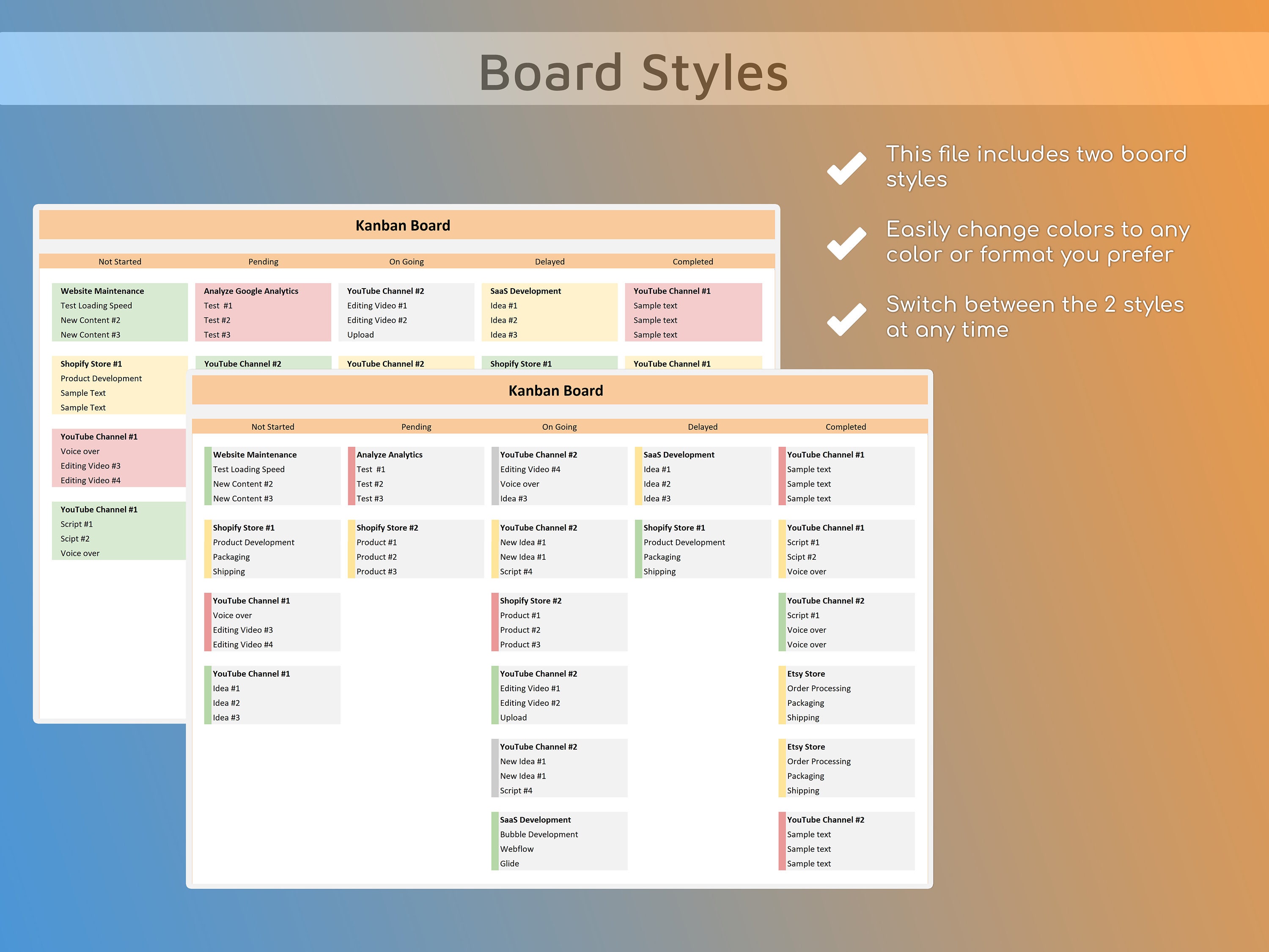 Kanban Board Excel Template | Task Tracker | Project Management | Gantt ...