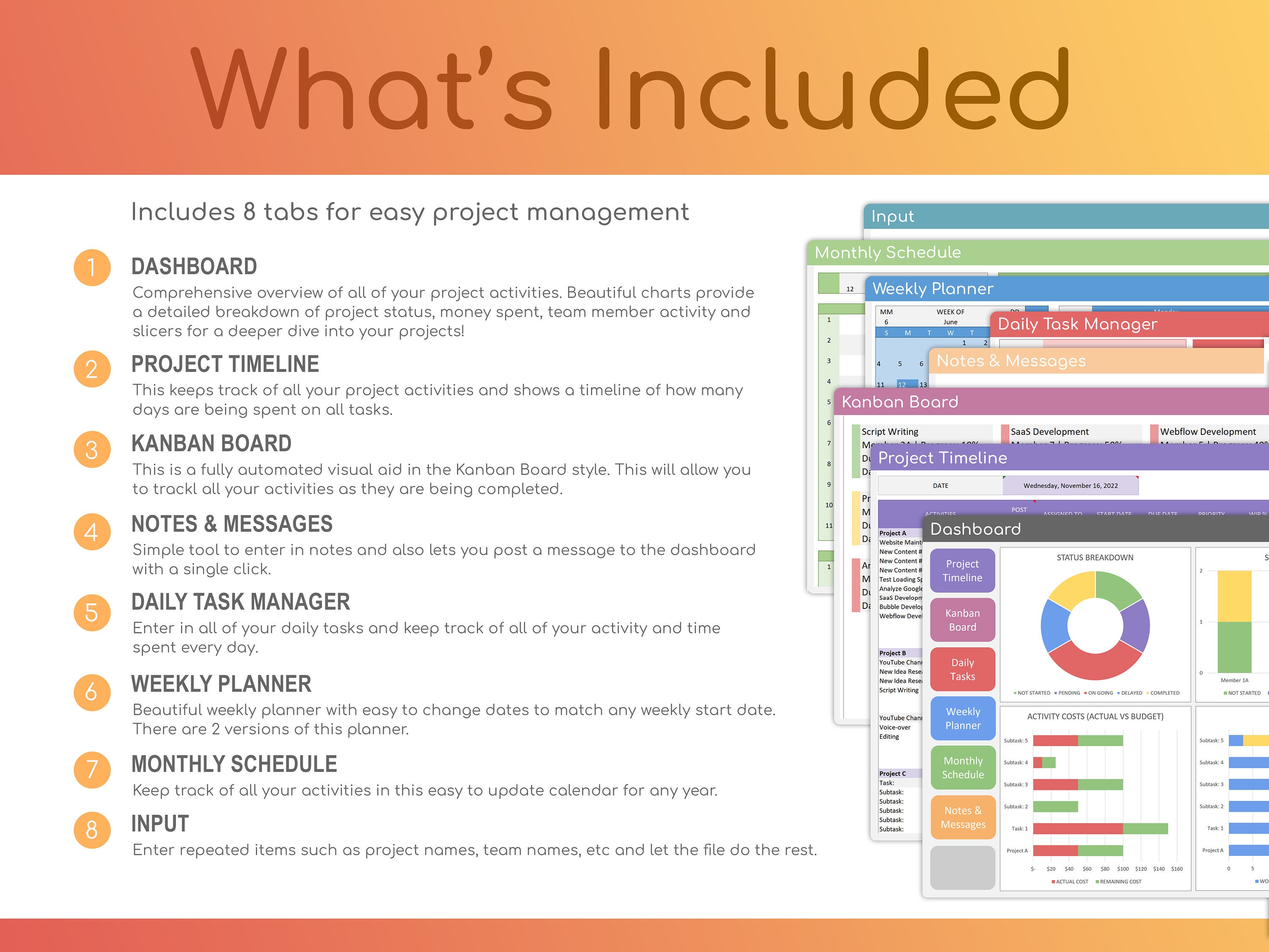 Project Management Dashboard | Excel Template | Automatic Dashboard ...