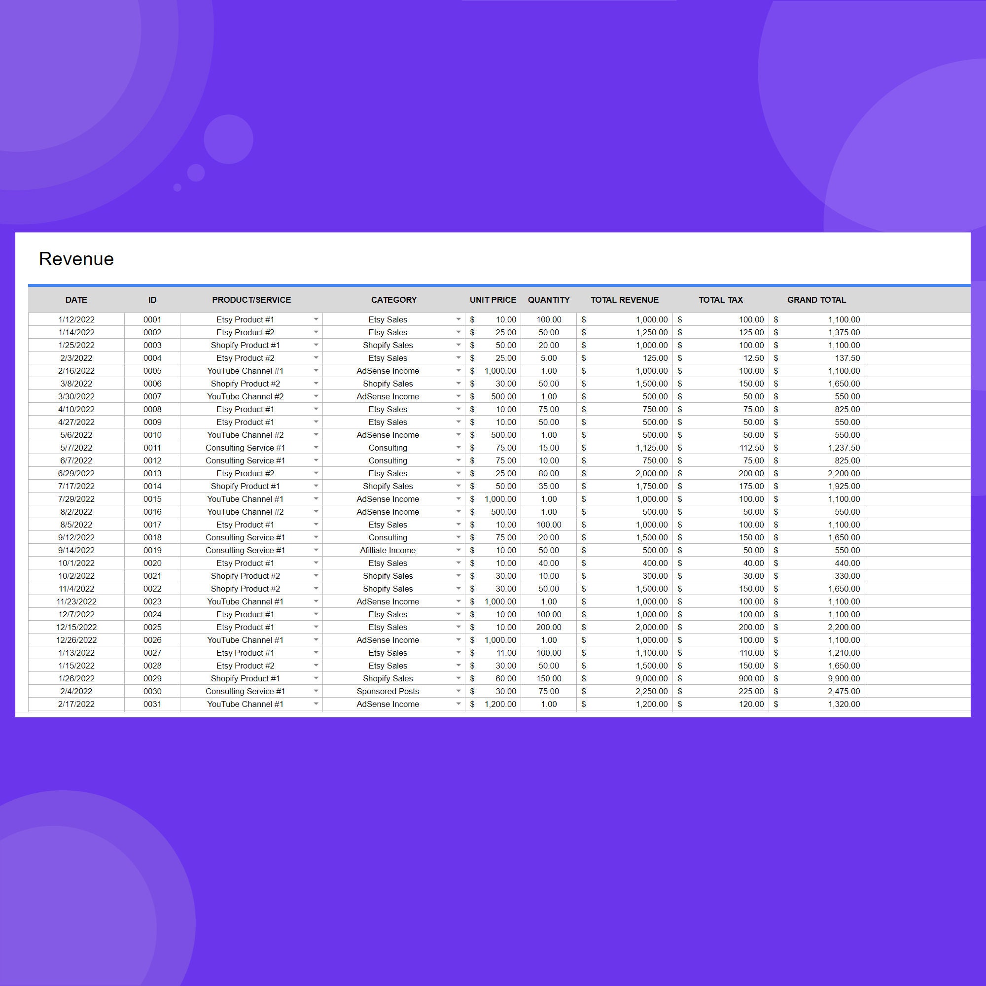 Easy & Simple Bookkeeping Template | Google Sheets | Income and Expense ...