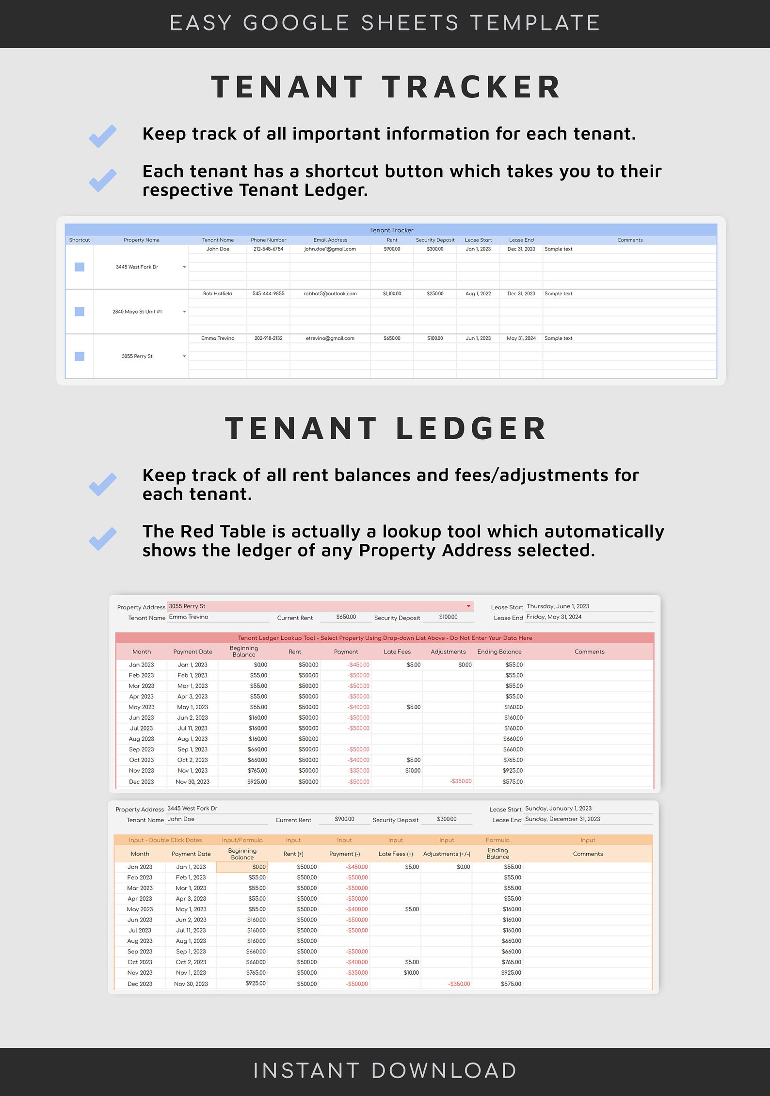 Landlord Rental Property Spreadsheet Template Google Sheets - Etsy
