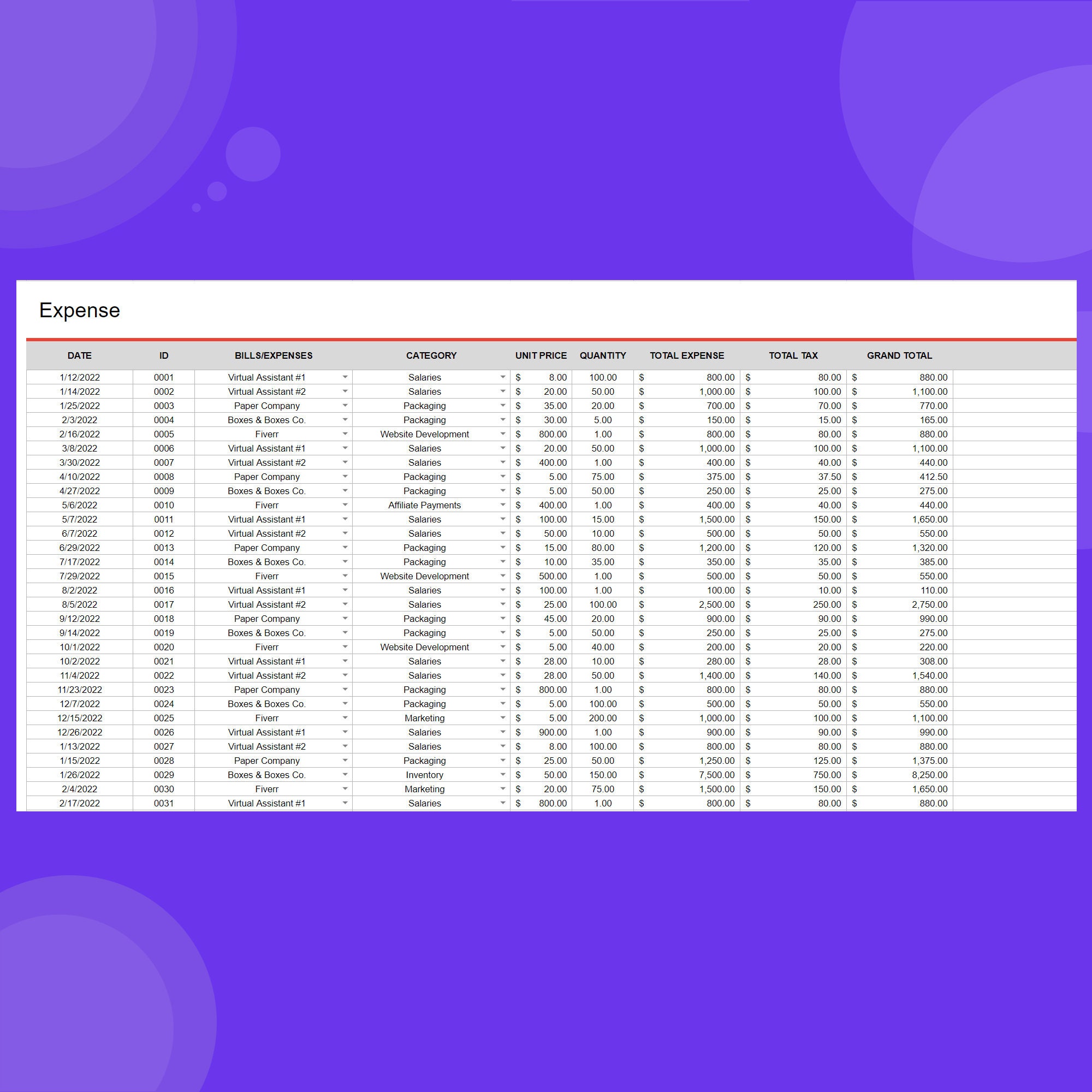 Easy & Simple Bookkeeping Template | Google Sheets | Income and Expense ...