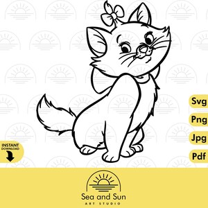 Marie Cat 1 Svg Clip Art Files Aristocats Marie Icon - Etsy