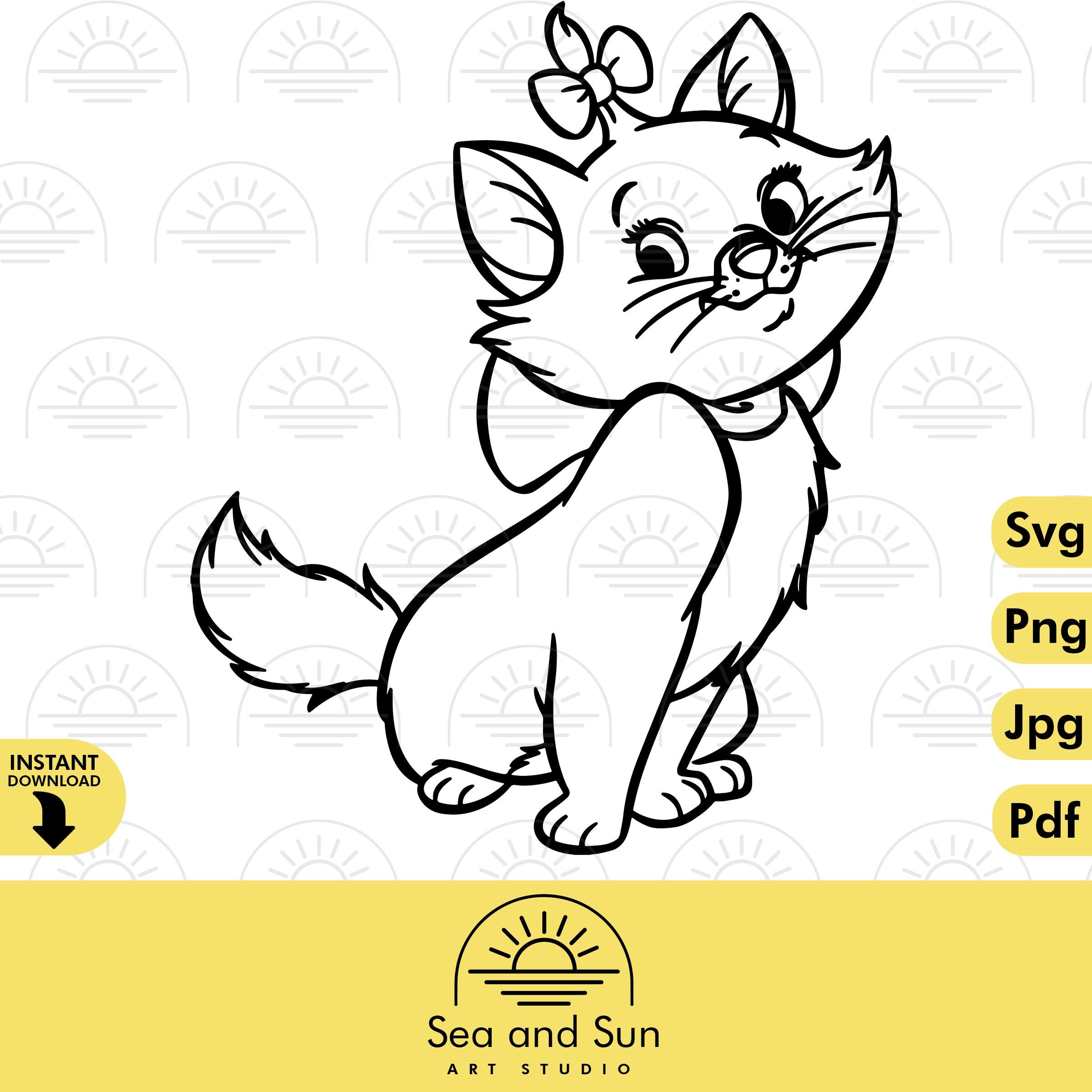 Marie Cat 1 Svg Clip Art Files Aristocats Marie Icon - Etsy