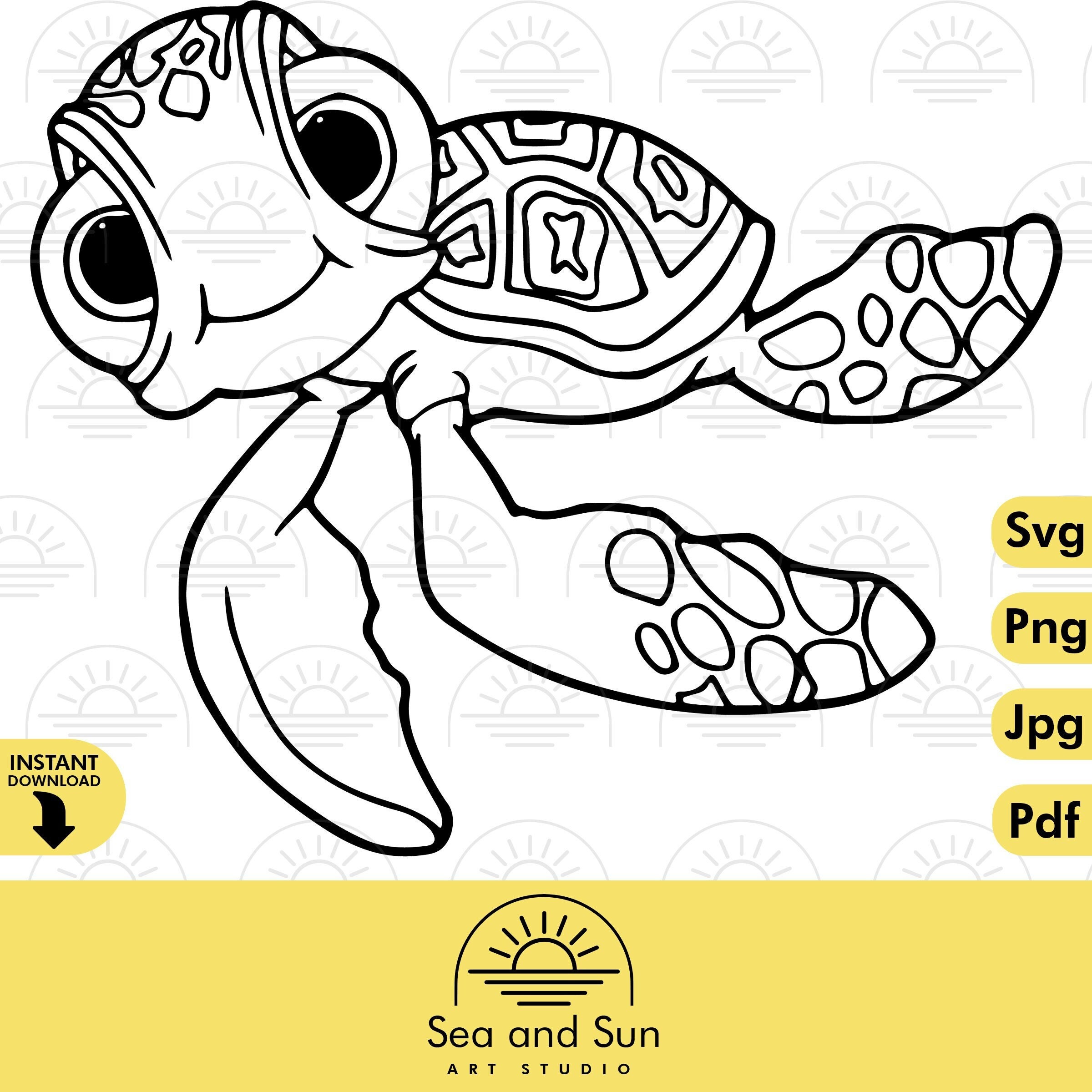 Finding nemo Svg Clip art Files Squirt Turtle Minnie Mouse - Etsy México