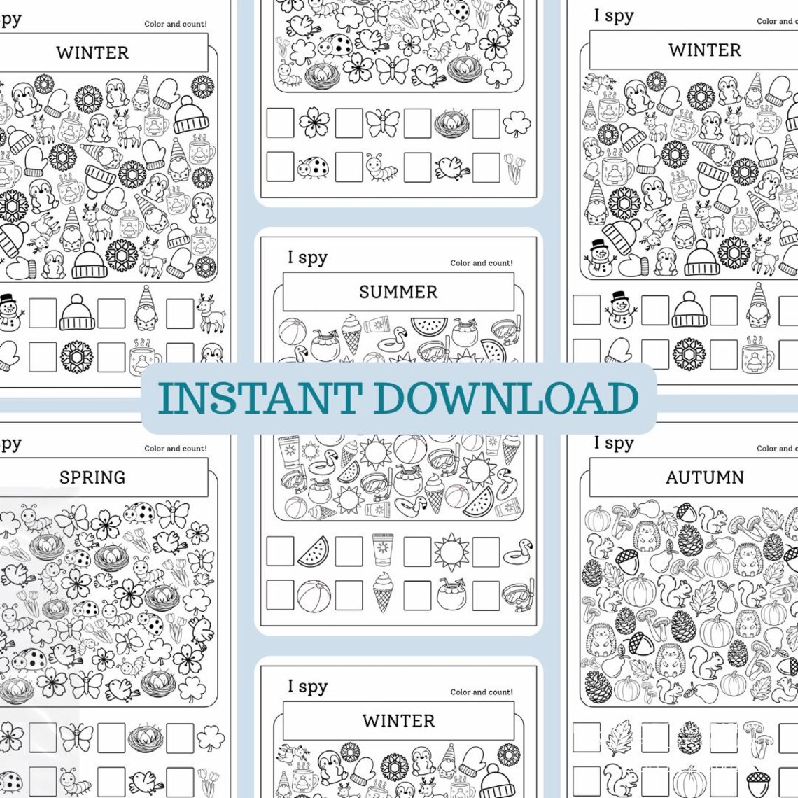 4 Seasons I Spy Printable | I Spy Game for Kids | Preschool & Toddler ...