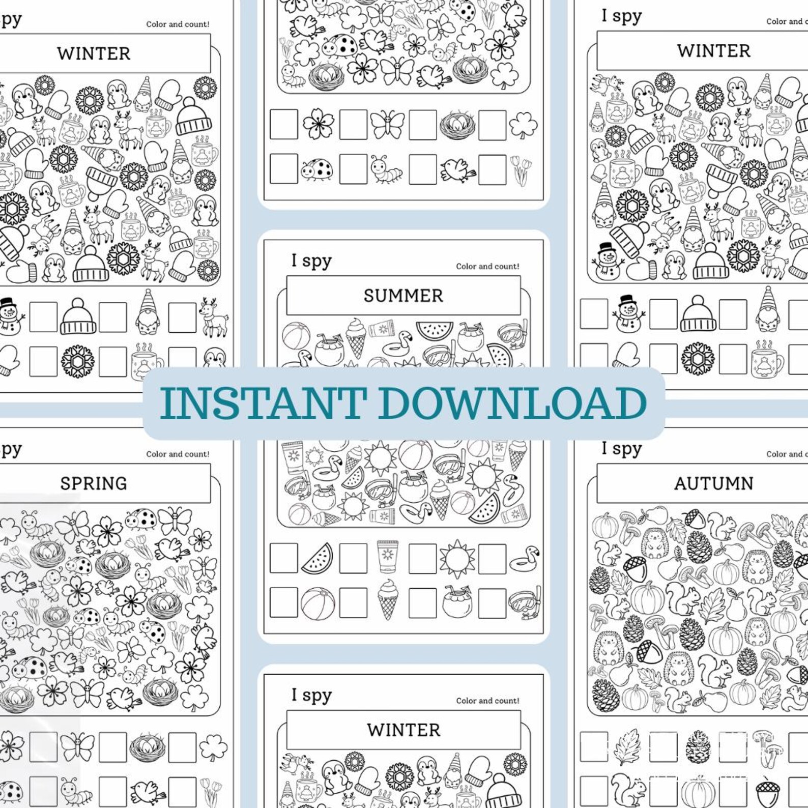 4 Seasons I Spy Printable | I Spy Game for Kids | Preschool & Toddler ...