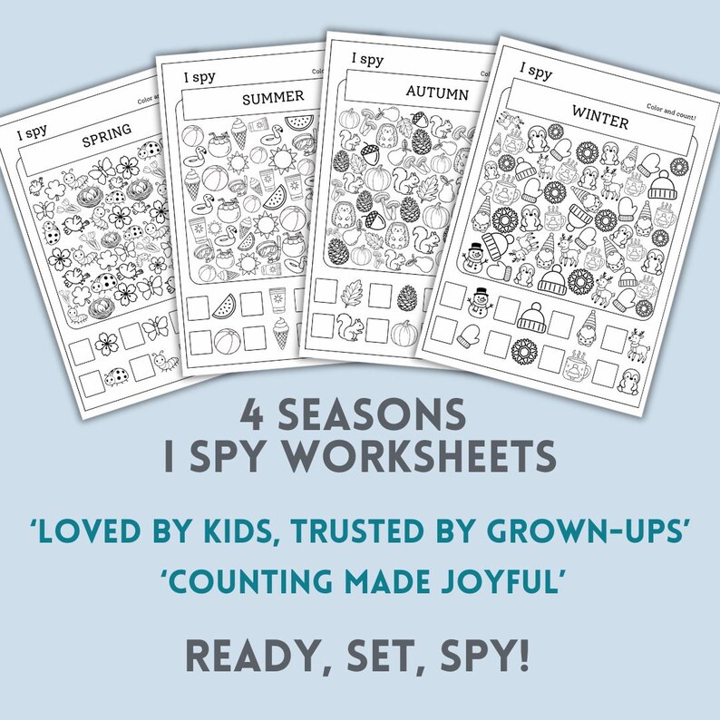 4 Seasons I Spy Printable | I Spy Game for Kids | Preschool & Toddler ...