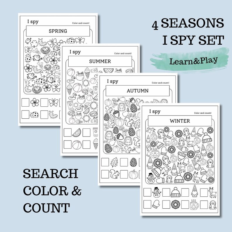 4 Seasons I Spy Printable | I Spy Game for Kids | Preschool & Toddler ...