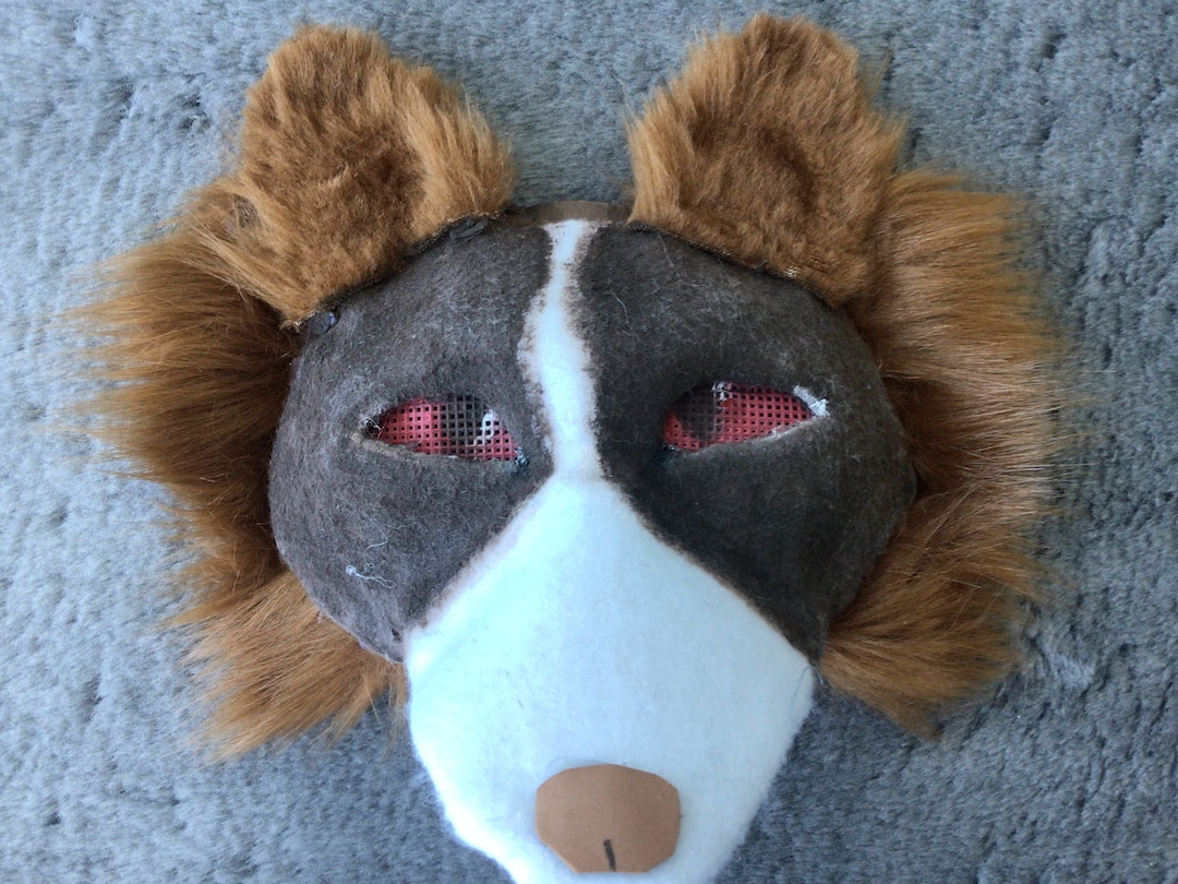 Therian Border Collie Mask Red Chocolate Brown and White - Etsy