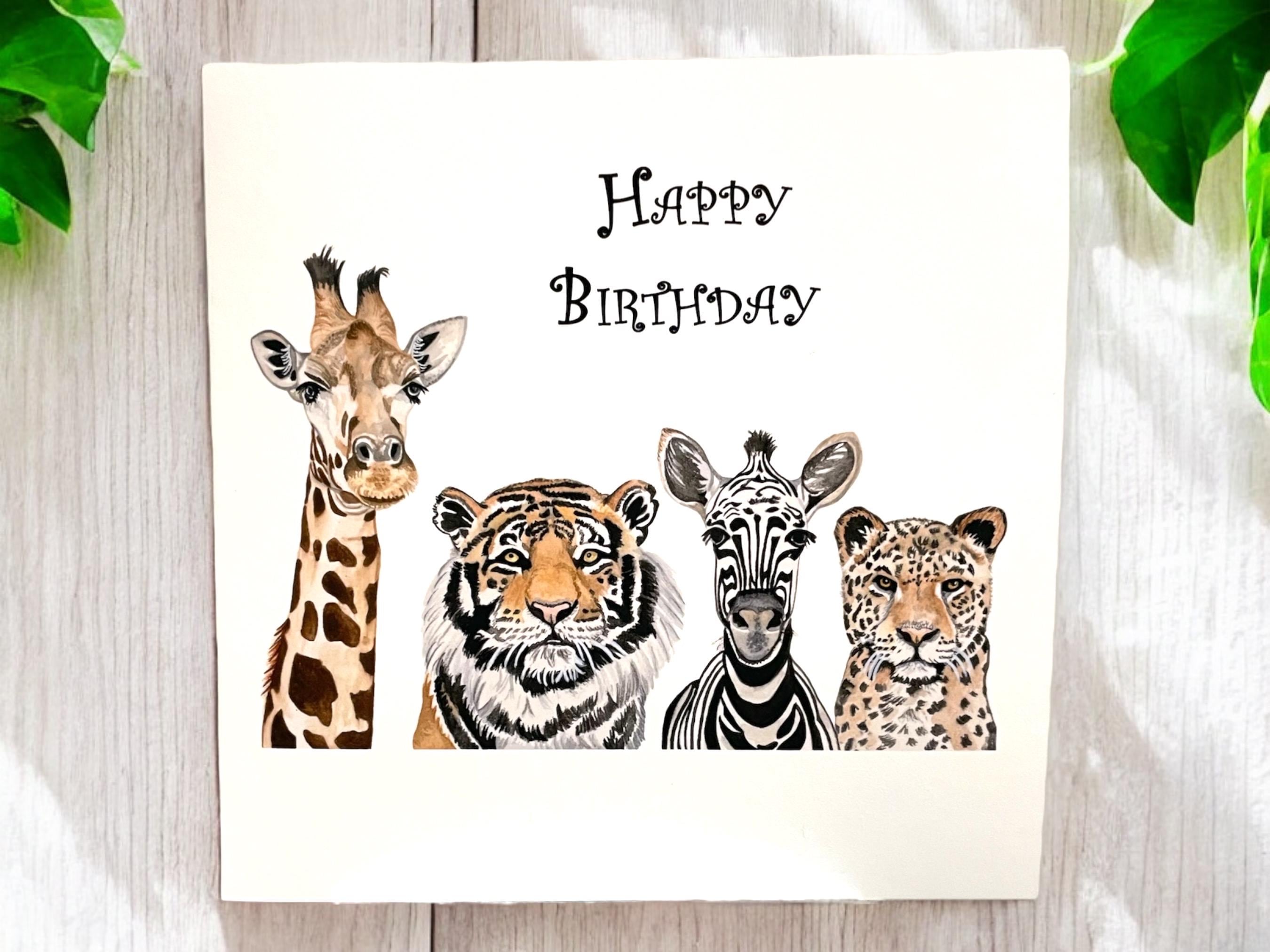 Safari Birthday Cards, Giraffe Birthday Cards, Tiger Birthday Cards ...