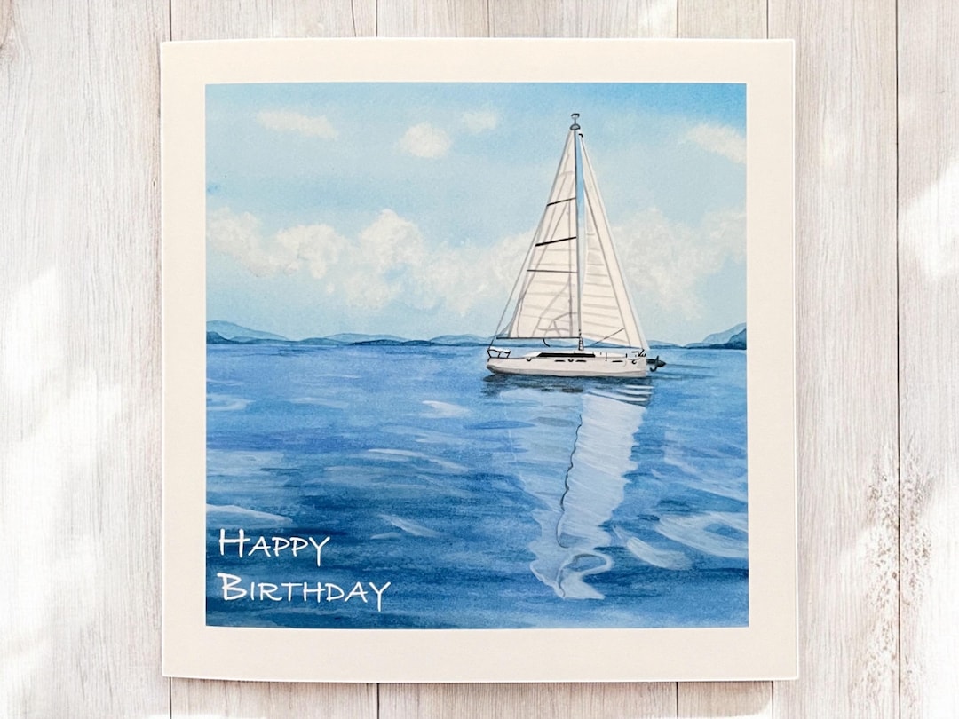 Sailboat Birthday Card, Sailboat Cards, Sailboat Greetings Card, Boat ...