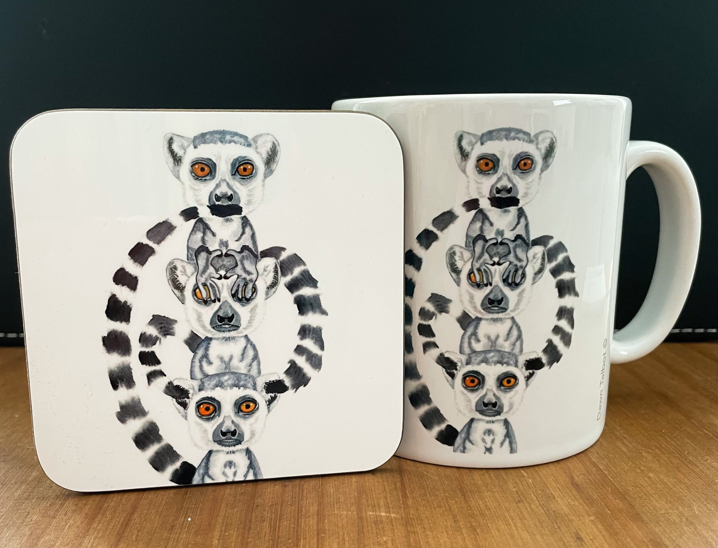 Hear No Evil, See No Evil, Speak No Evil. Mug and Coaster Set. Lemur ...