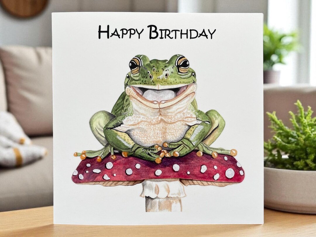 Frog Birthday Card, Funny Frog Birthday Cards, Frog Cards, Hand Painted ...