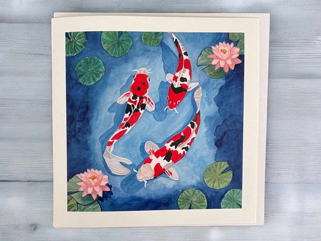 Koi Fish Card, Koi Carp Card, Fish Cards, Koi Pond Card, Japanese Koi ...
