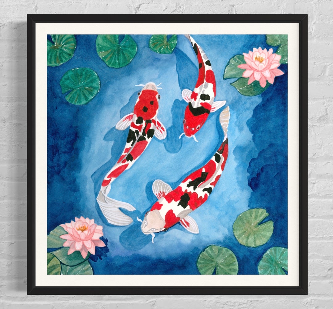 Koi Fish Pond Fine Art Print, Koi Carp Fish Art, Koi Fish Giclee Print ...