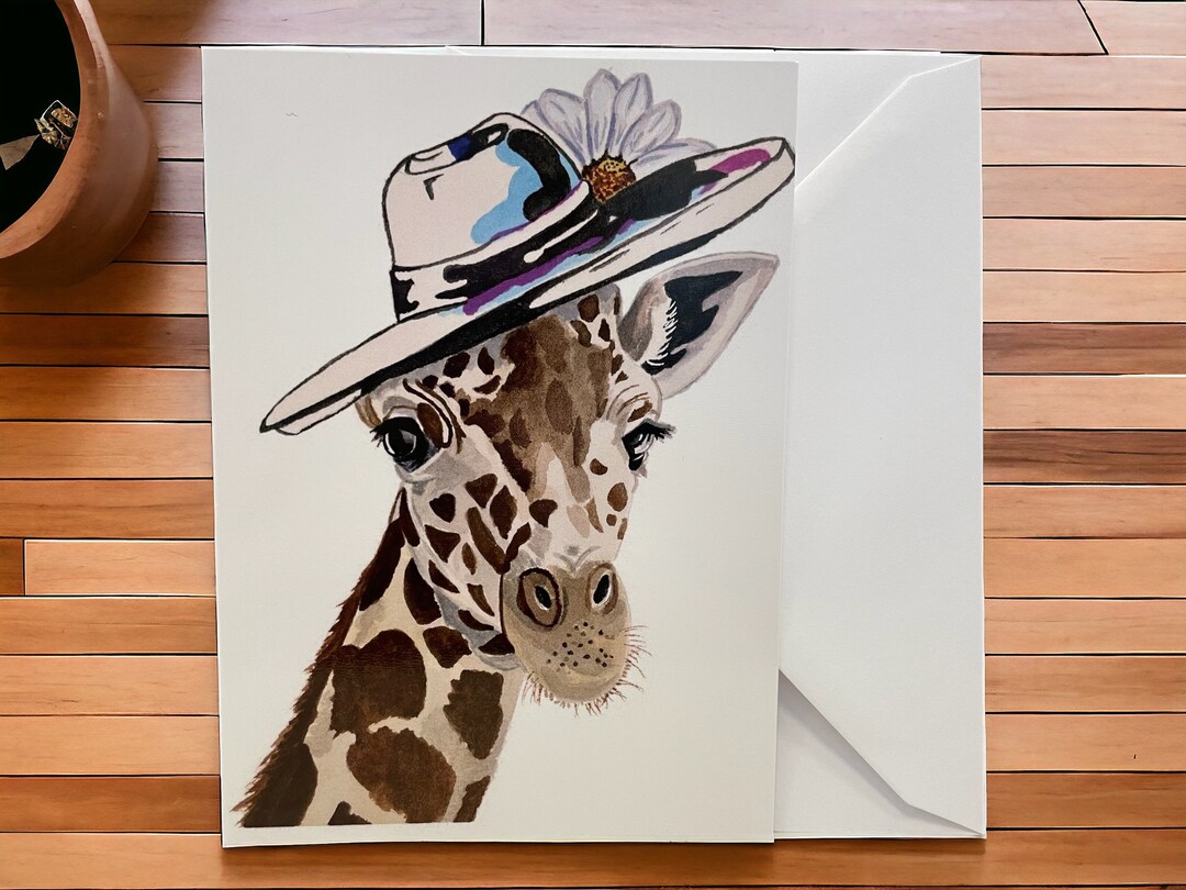 Giraffe Greetings Card, Giraffe Card, Blank Card, Cute Giraffe, Funny ...