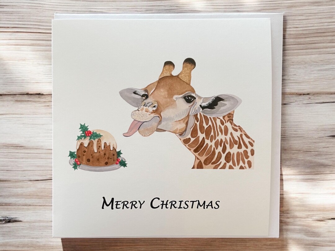 Giraffe Christmas Card, Giraffe Card, Funny Giraffe Christmas Card ...