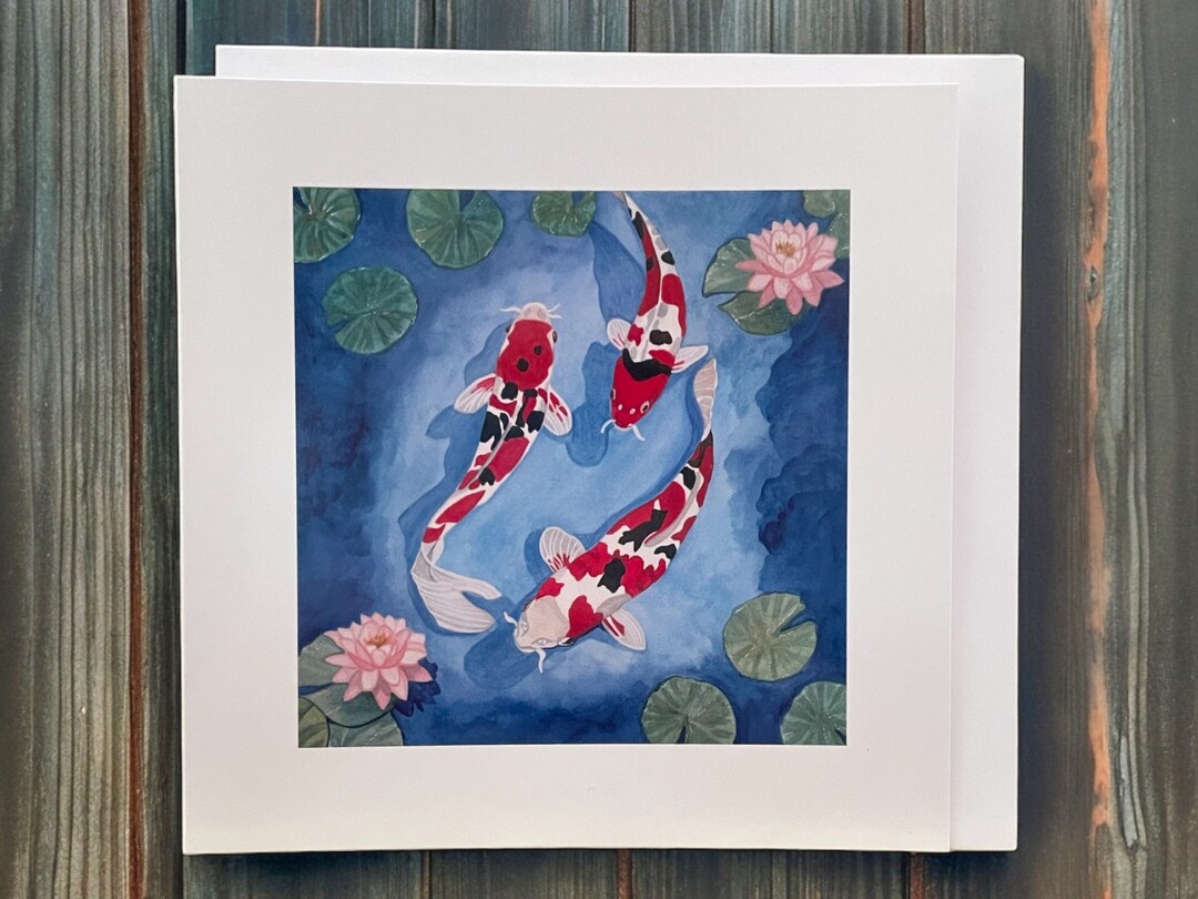 Koi Fish Card, Koi Carp Card, Fish Cards, Koi Pond Card, Japanese Koi ...