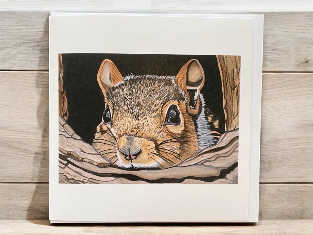 Squirrel Cards, Squirrel Greetings Card, Squirrel Art, Watercolor ...