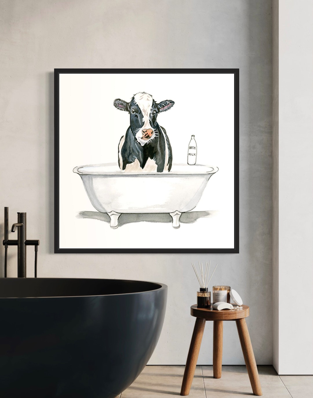 Cow in the Bath, Cow in Bathtub, Cow Print, Dairy Cow, Funny Cow, Funny ...