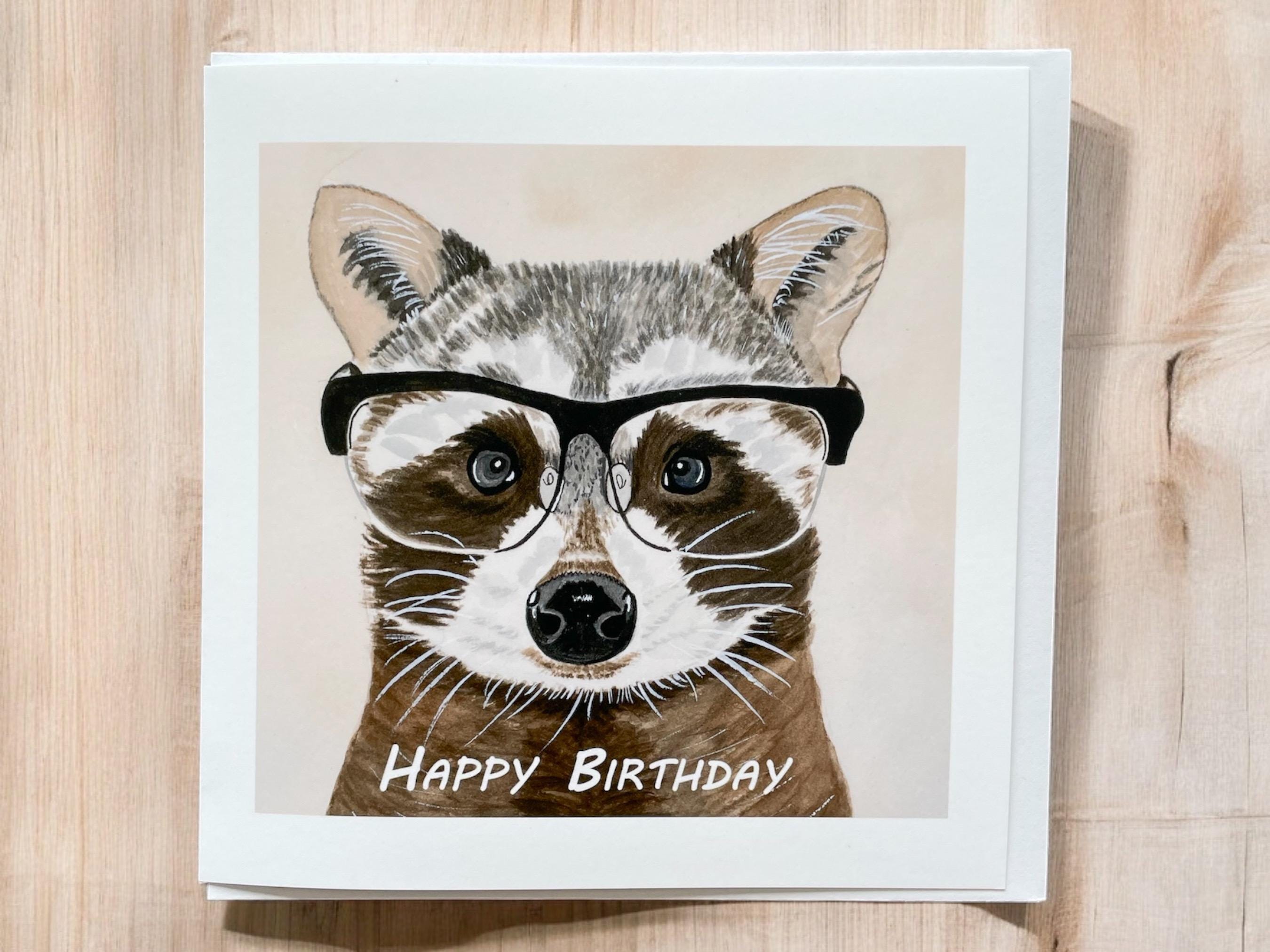 Raccoon Birthday Card, Cute Raccoon Birthday Cards, Raccoon Cards ...