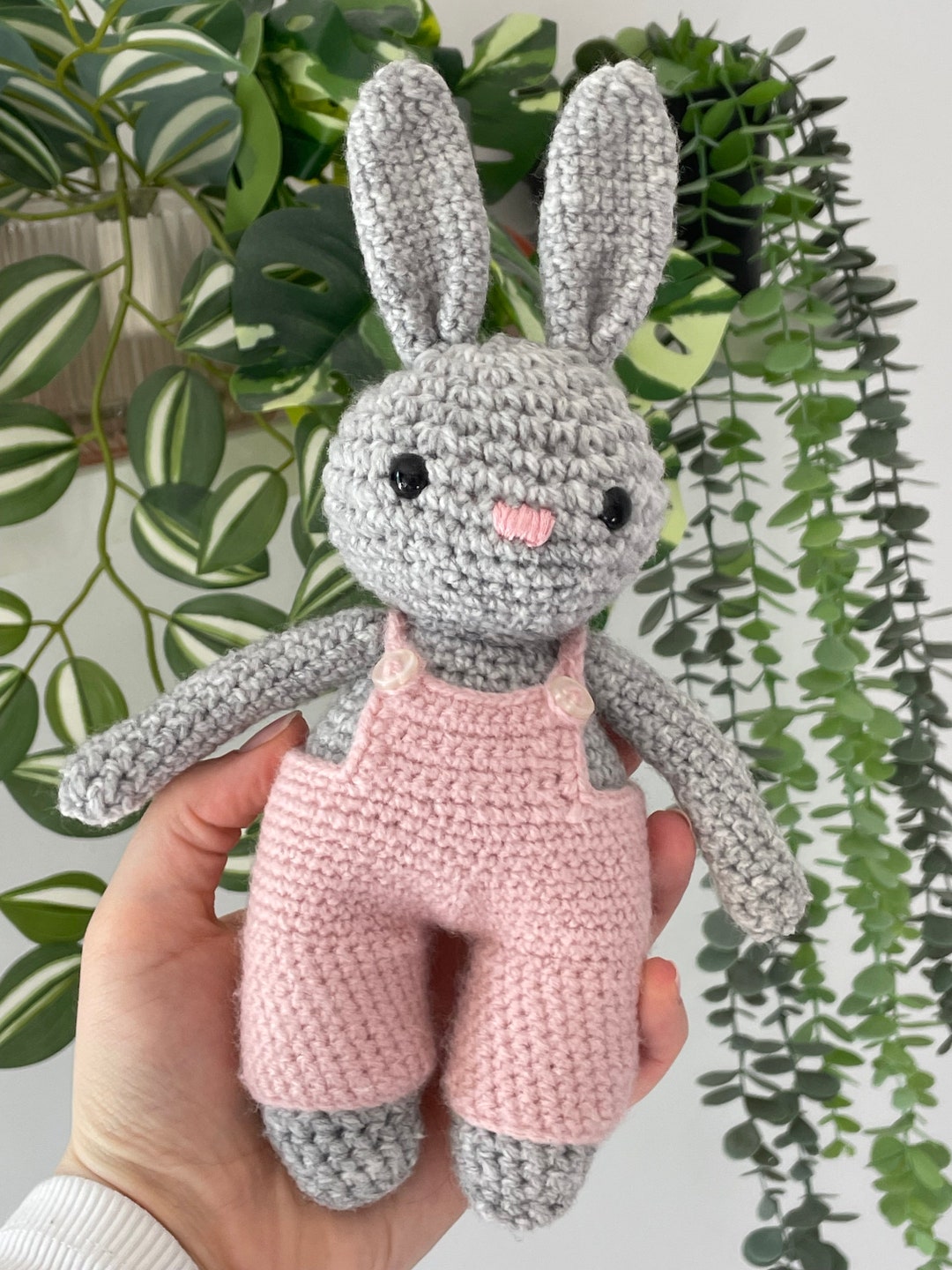 Bunny Rabbit Plushie With Overalls Crochet Amigurumi - Etsy