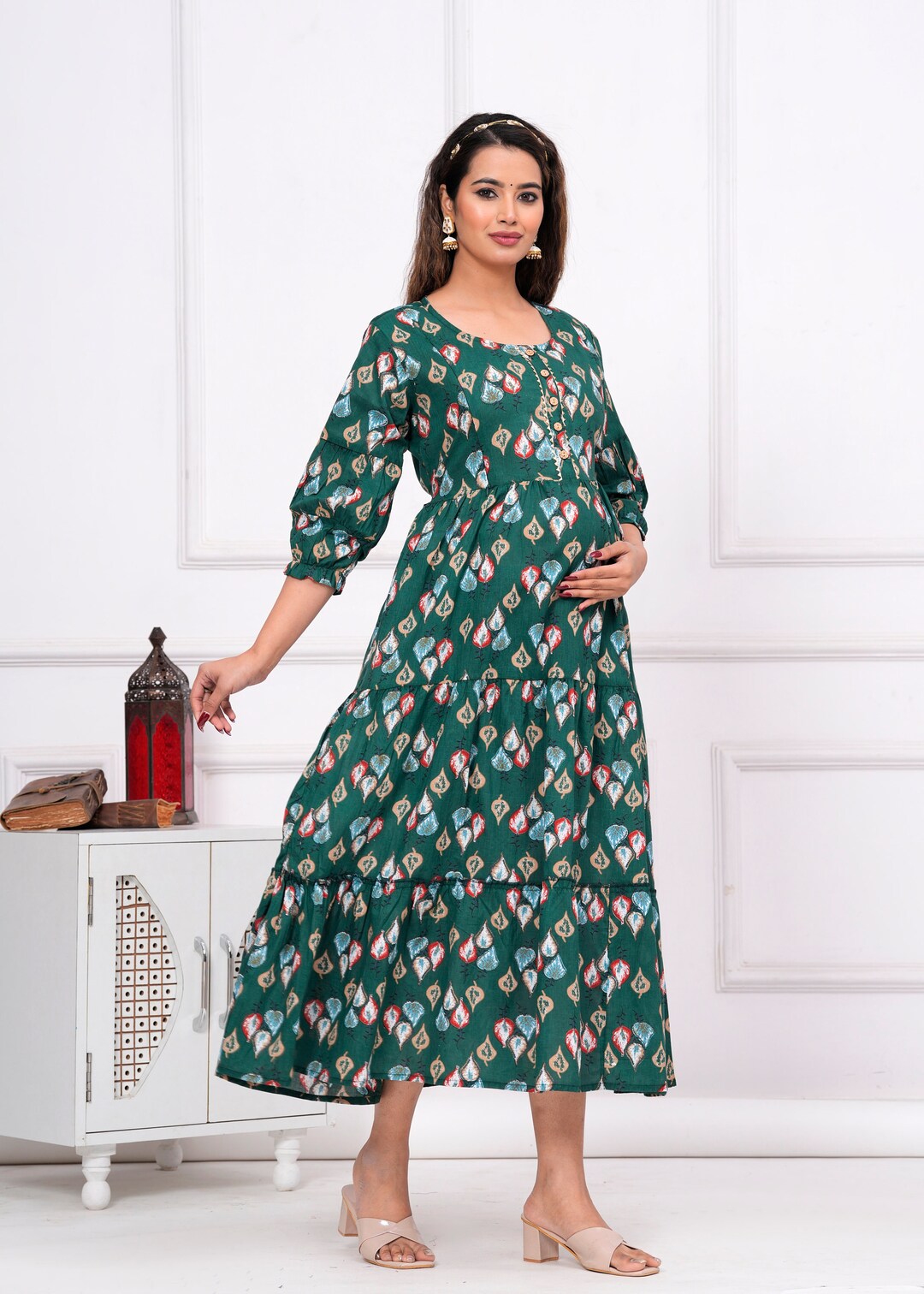 Maternity Gown. Breastfeeding Shoulder Snaps. Birthing Back Snaps ...