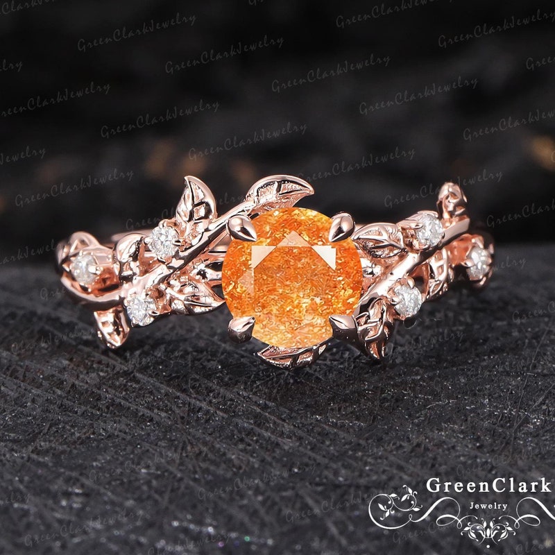 Orange Gemstone Ring - Etsy