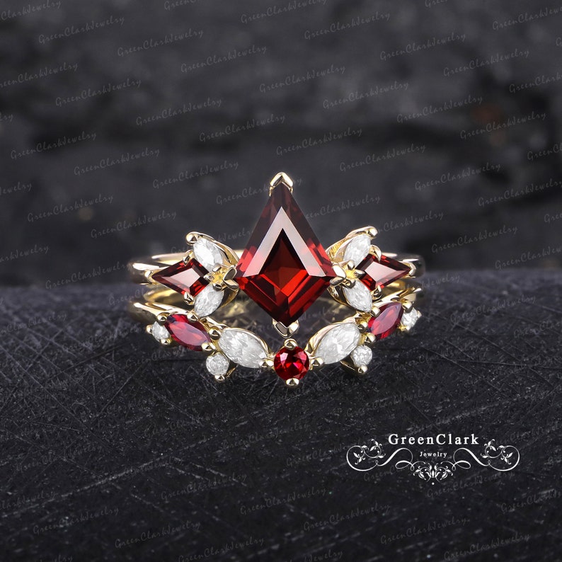 Unique Kite Cut Ruby Engagement Ring Vintage Art Deco Promise Ring ...