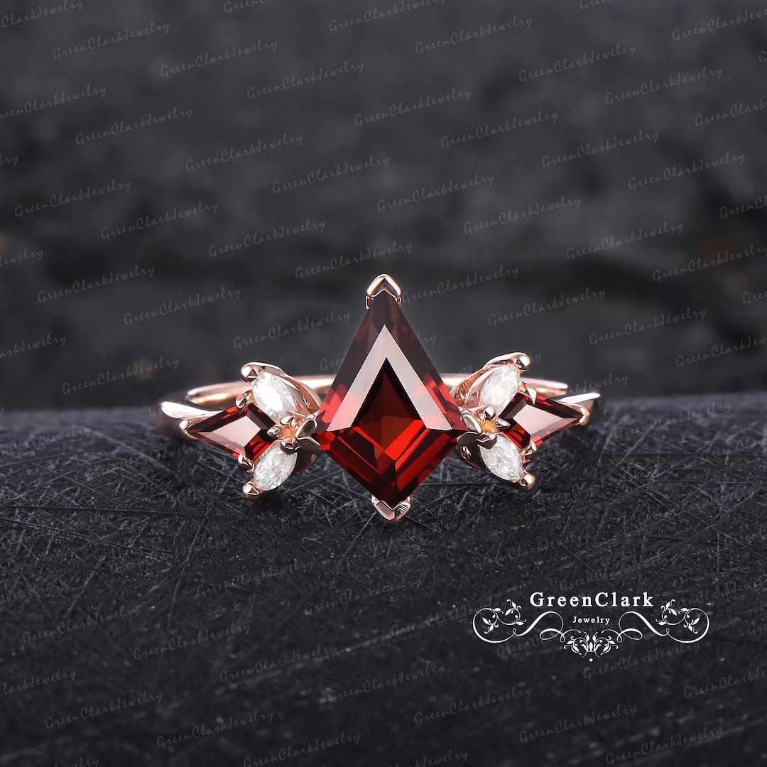 Unique Kite Cut Ruby Engagement Ring Vintage Art Deco Promise Ring ...
