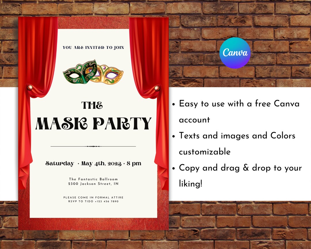 Masquerade Ball Invitation Templates | Mask Party Poster Templates ...