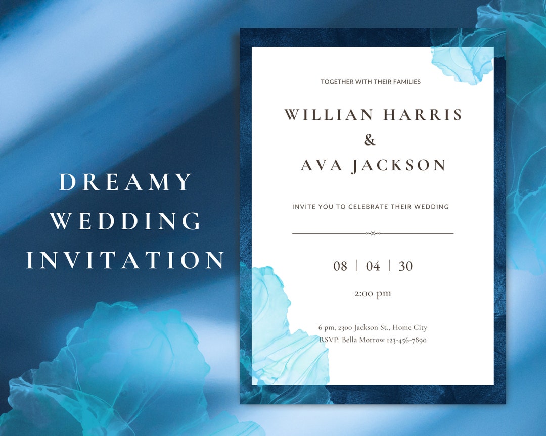 Dreamy Wedding Invitation Templates | Royal Blue Wedding Templates ...