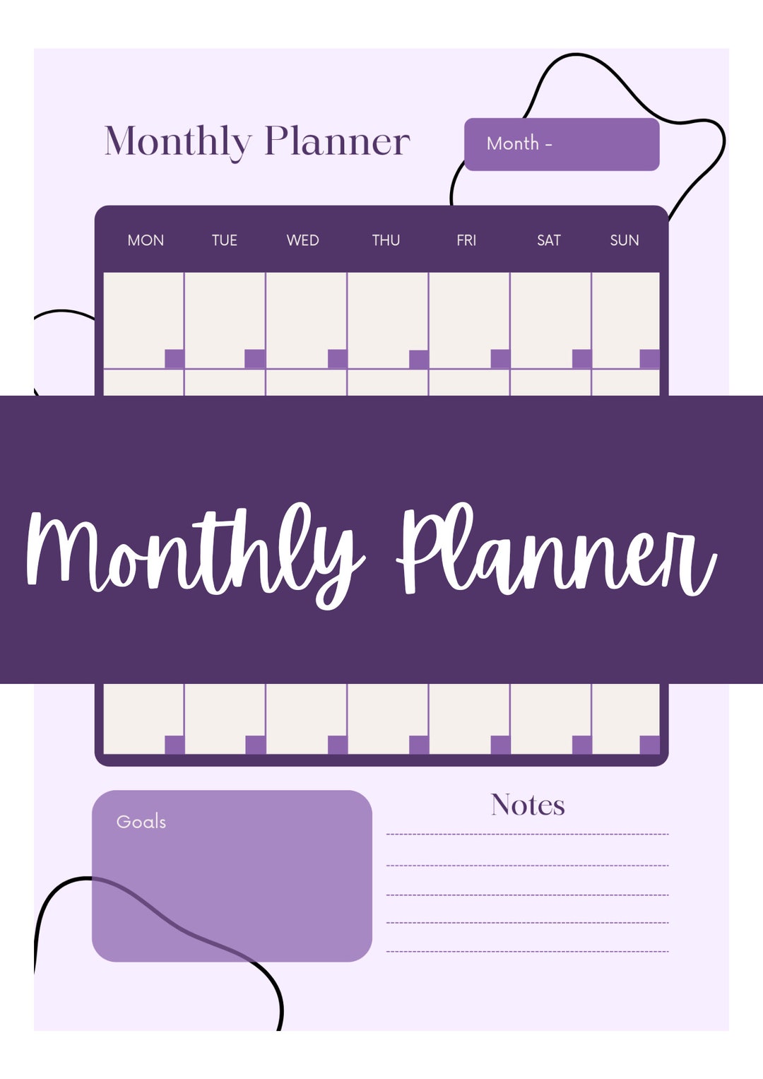 Purple Monthly Planner - Etsy