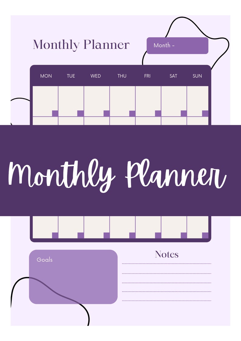Purple Monthly Planner - Etsy