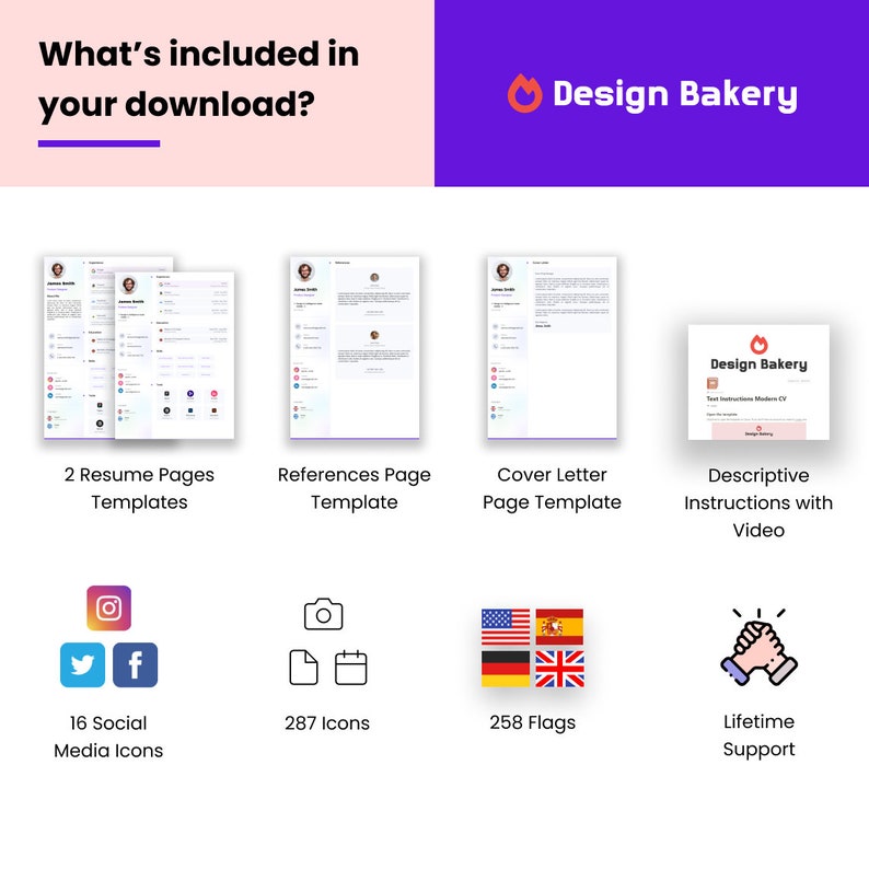 Modern Resume Template, CV Template, Professional Resume, Creative ...