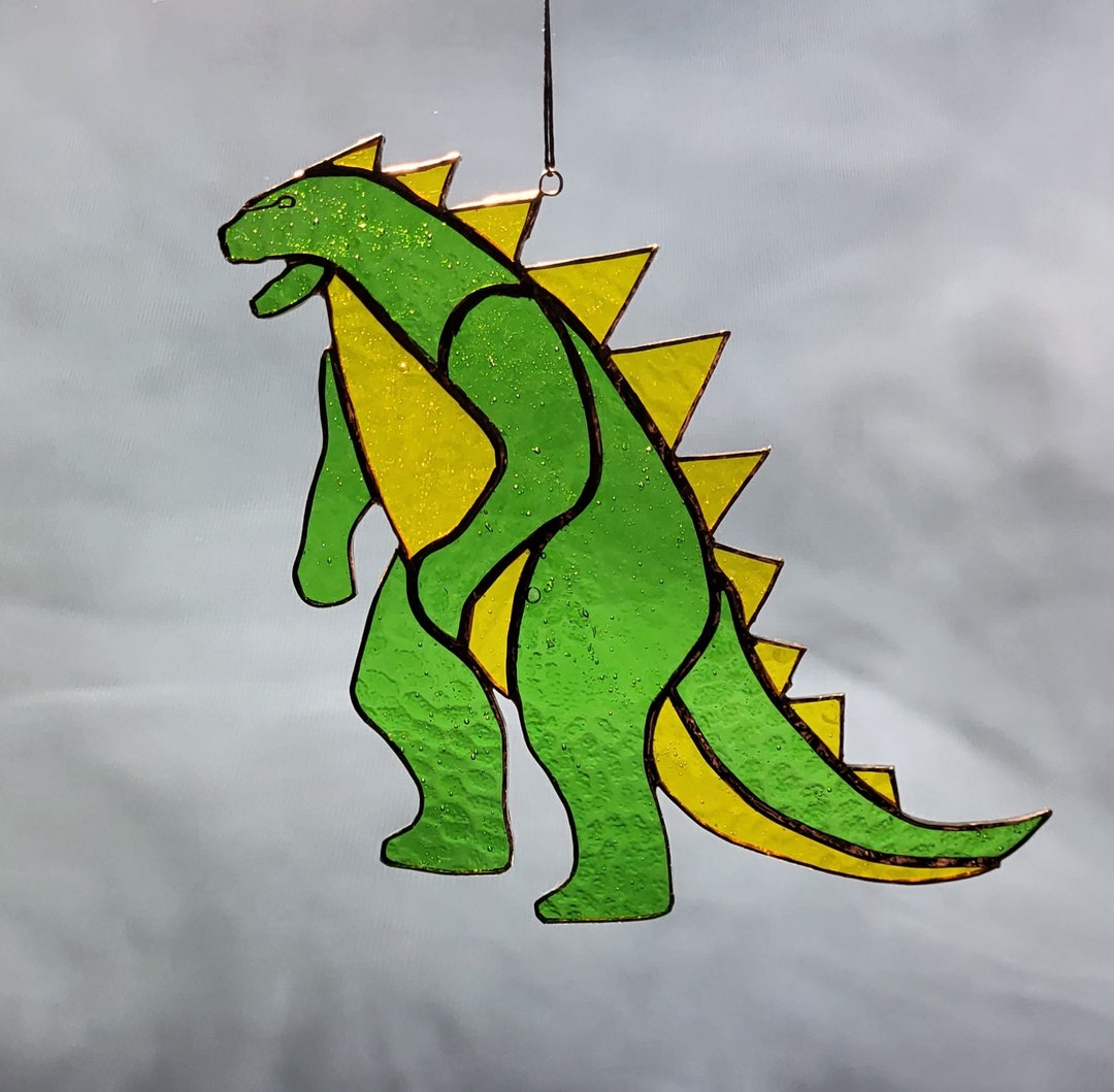 Stained Glass GODZILLA Beast Sun Catcher Window Panel. - Etsy