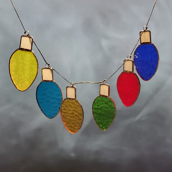 Stained Glass Christmas Light Bulb Ornaments - Etsy