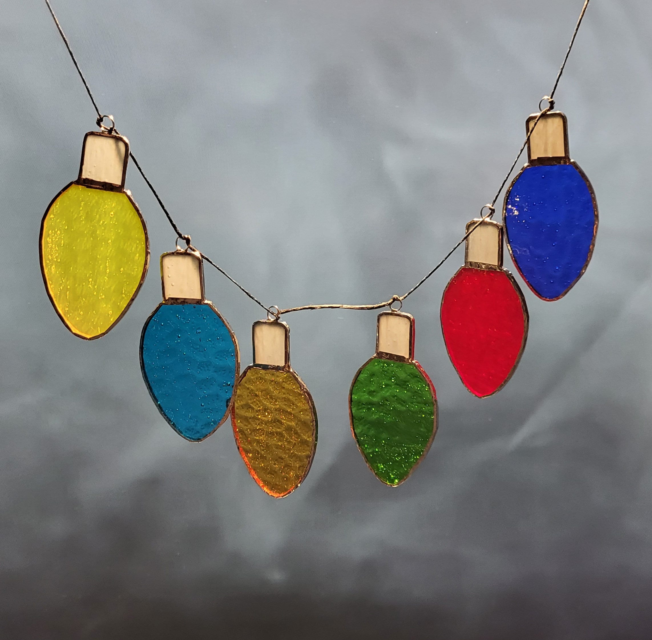 Handmade Stained Glass Bulb Set | Party Light Shaped Christmas Lights ...