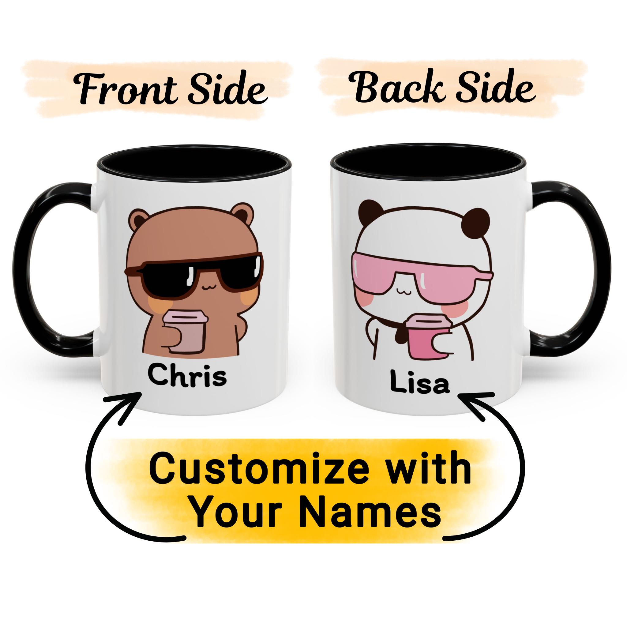 Custom Mochi Peach Milk Mug: Personalized Bubu Dudu Panda Bear Couples ...