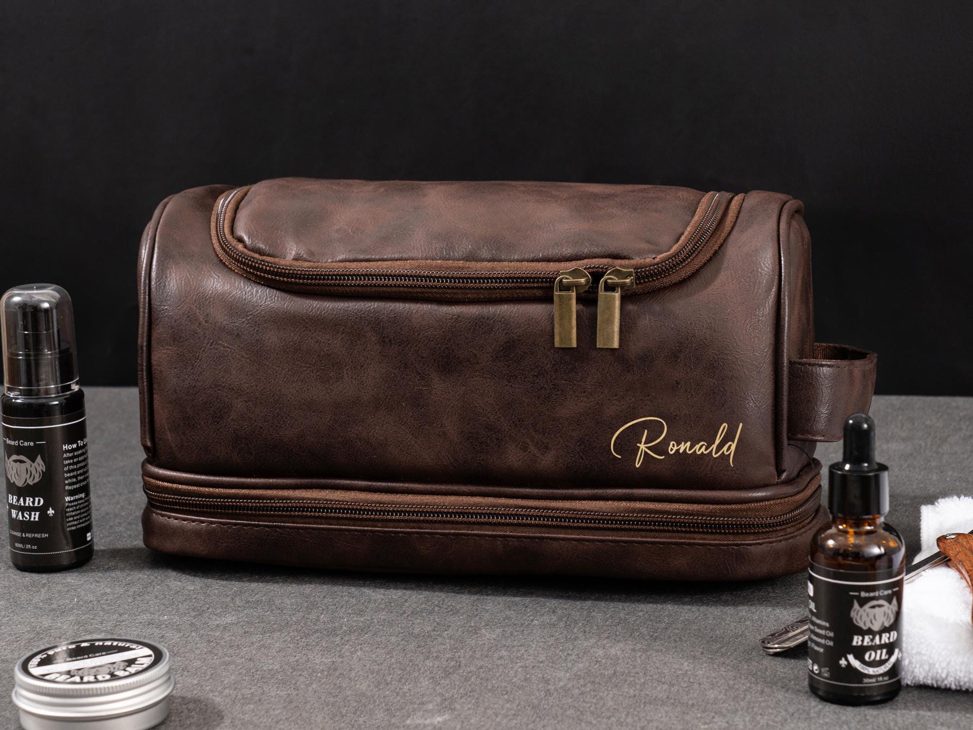 Personalized Men's Leather Toiletry Bag, Groomsmen Gifts, Custom ...