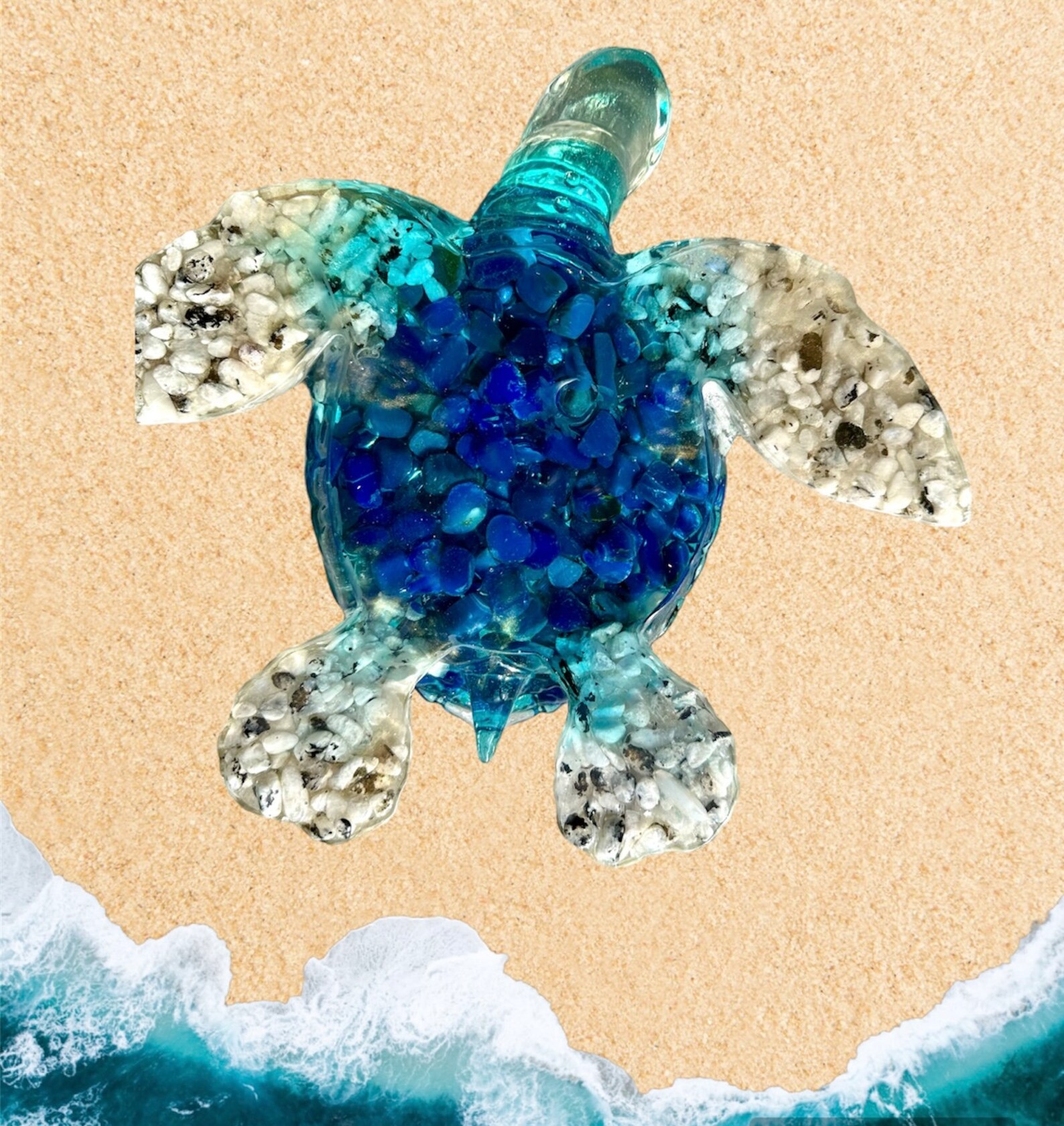 Ocean Resin Sea Turtle With Stones - Etsy
