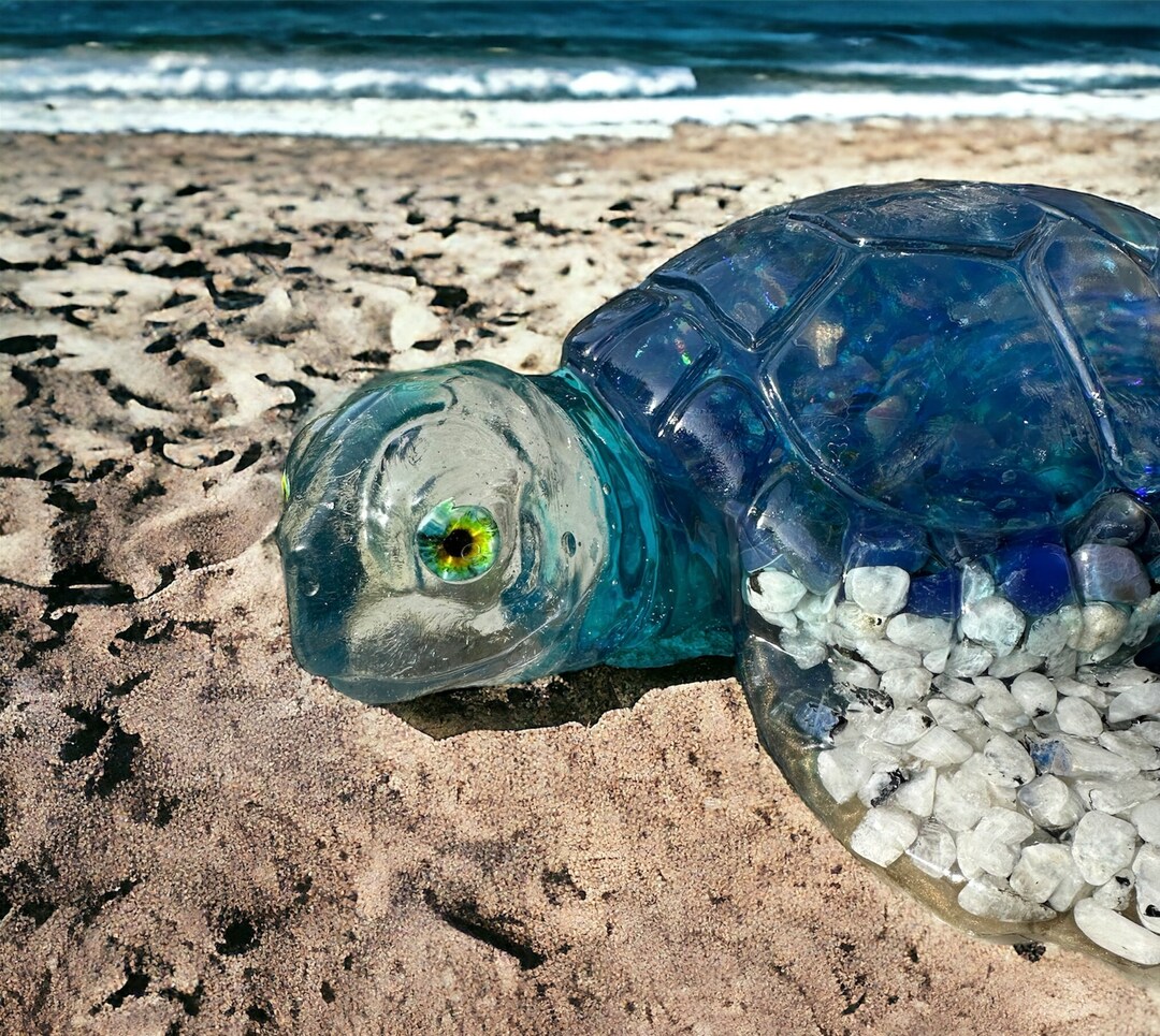Ocean Resin Sea Turtle With Stones - Etsy