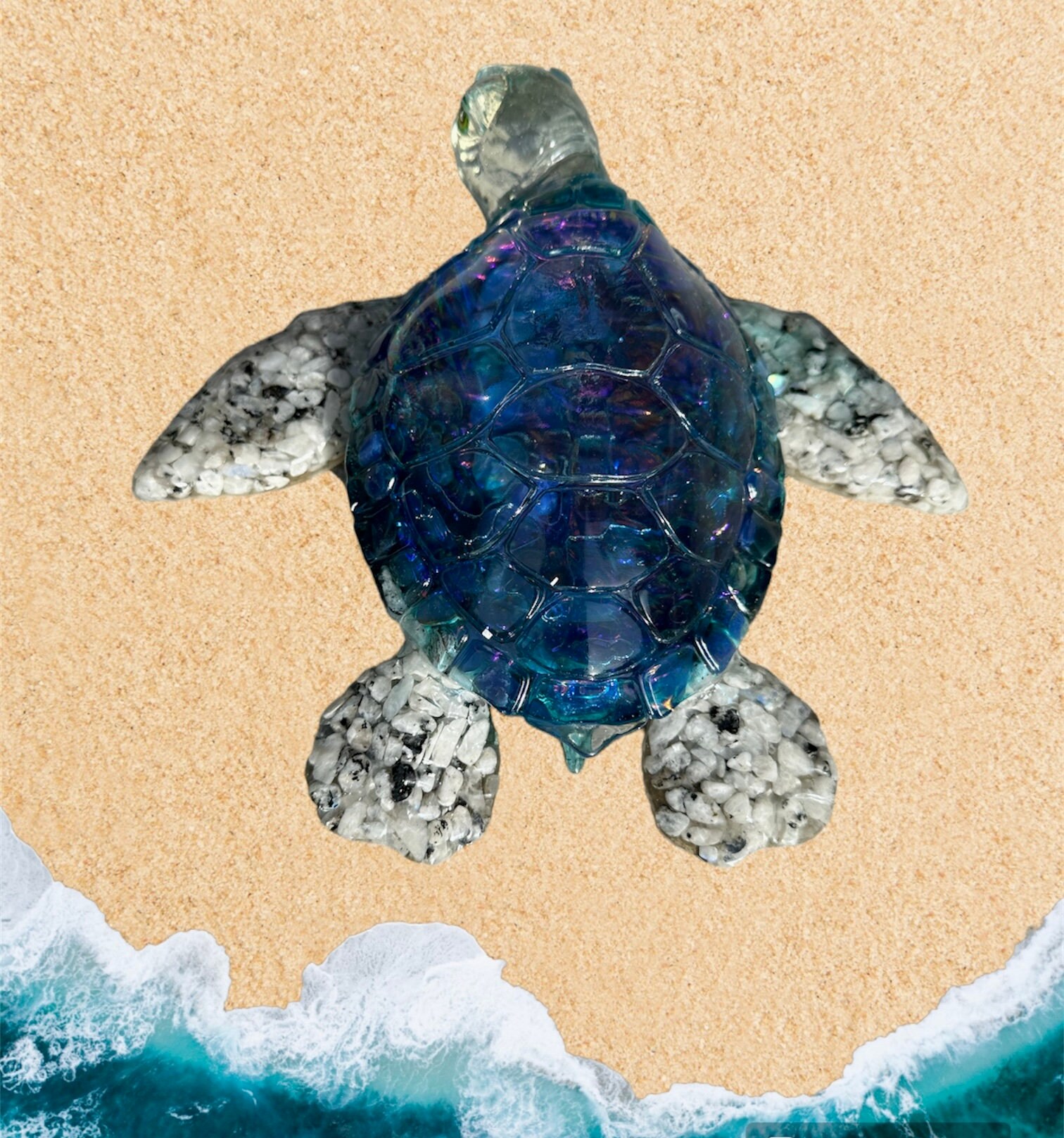 Ocean Resin Sea Turtle With Stones - Etsy