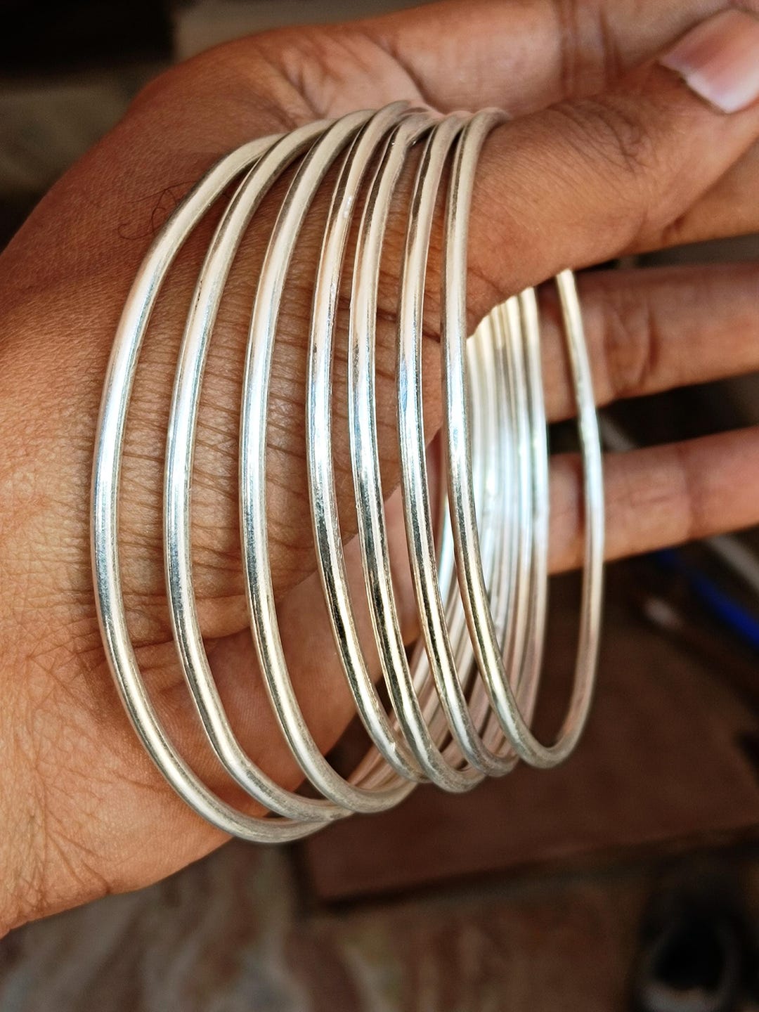 925 Sterling Silver Bangle, Silver Wrist 07 Set of Bangle , Thick Heavy ...