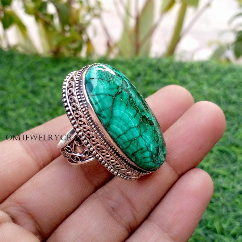 Malachite Vintage Rings - Etsy