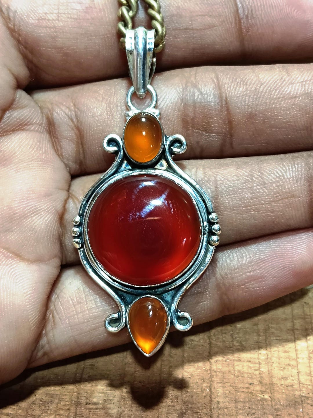 Red Carnelian Pendant, Solid 925 Sterling Silver Pendant, Gemstone ...