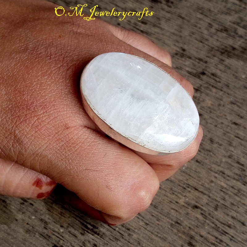 Large Moonstone Ring - Etsy