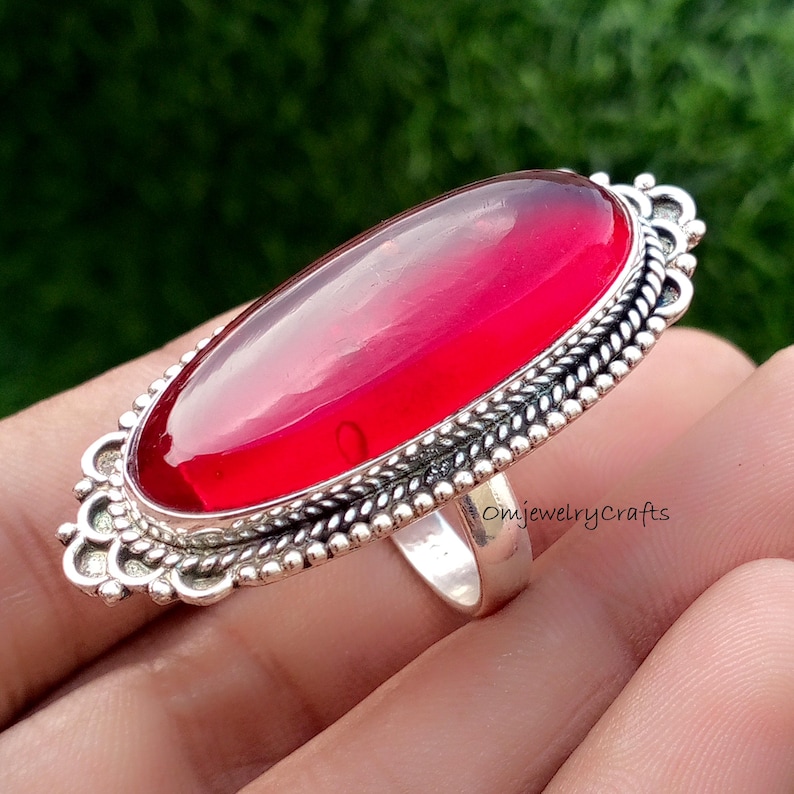 Natural Red Garnet Ring | 925 Sterling Silver Gemstone Jewelry ...