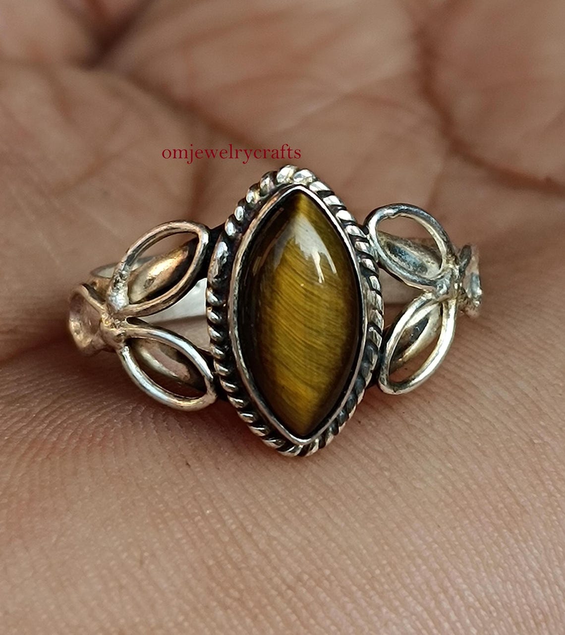 Tiger's Eye Ring ~ 925 Sterling Silver Tiger Eye's Ring Marquise Shape ...