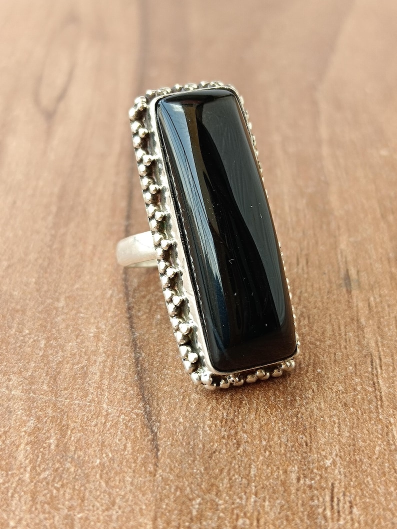 Black Onyx Ring, 925 Sterling Silver, Black Onyx Gemstone Ring ...